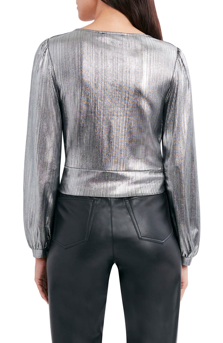 BCBGeneration Metallic Rib Twist Front Crop Top | Nordstromrack