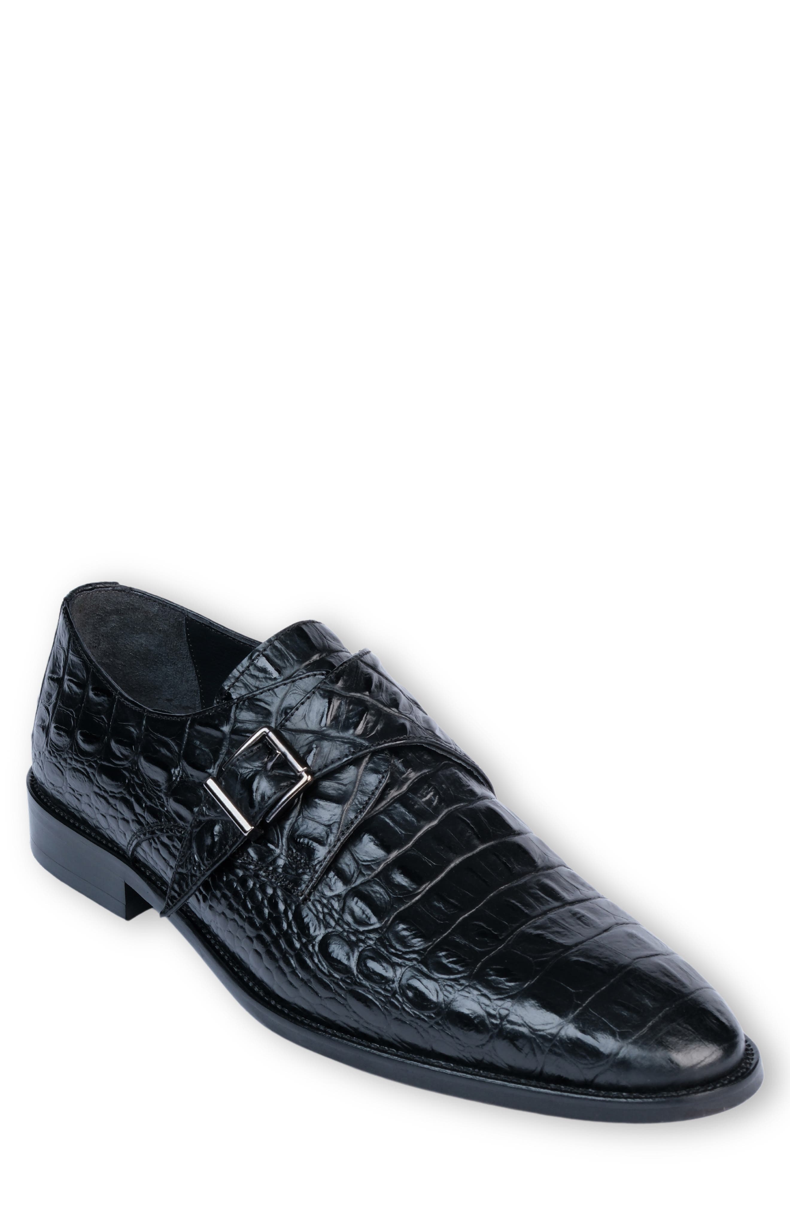 VELLAPAIS Boylston Croc Embossed Monk Strap Shoe (Men) | Nordstromrack