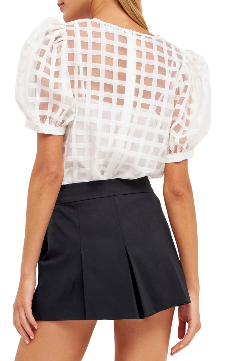 English Factory Windowpane Sheer Top | Nordstrom