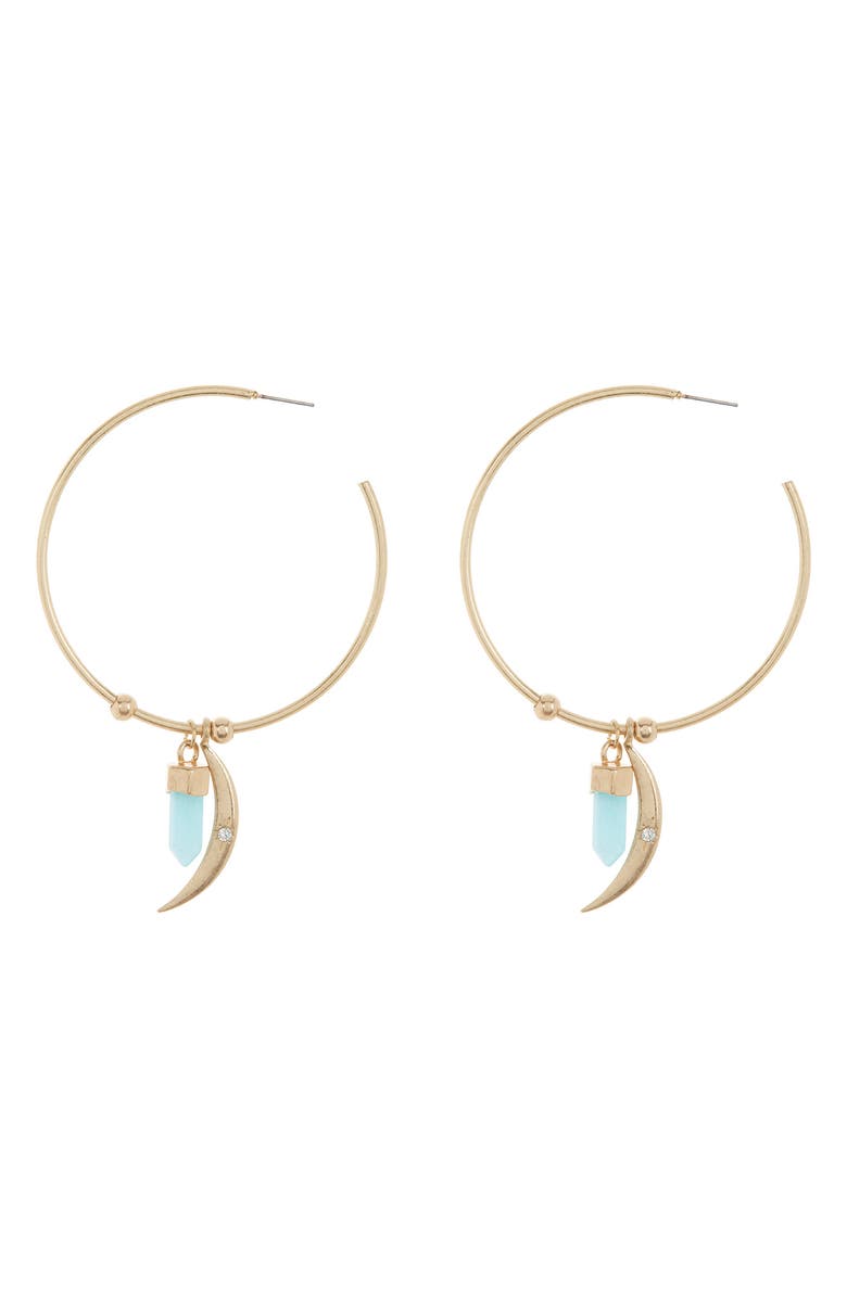 Melrose and Market 65mm Moon and Stone Charm Hoop Earrings | Nordstromrack