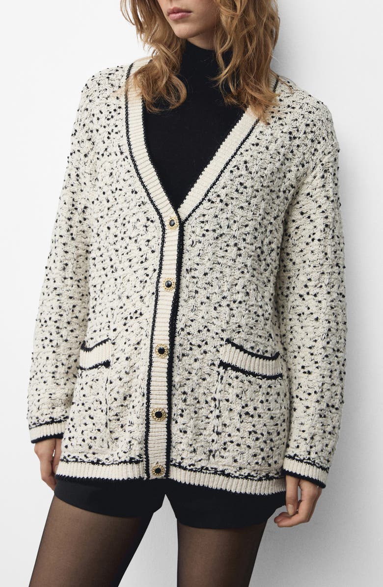 MANGO Flecked Oversize Cotton Blend Cardigan | Nordstromrack