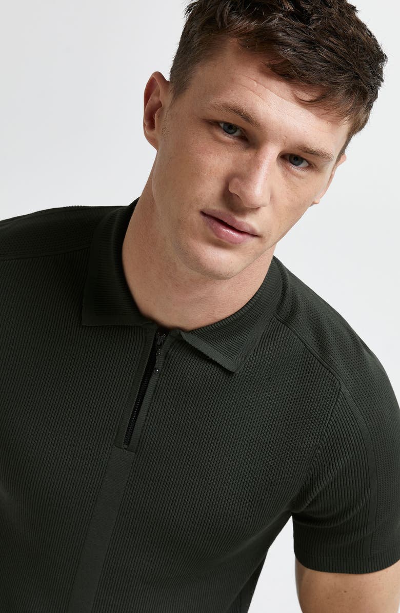 River Island Engineered Rib Zip Polo | Nordstrom