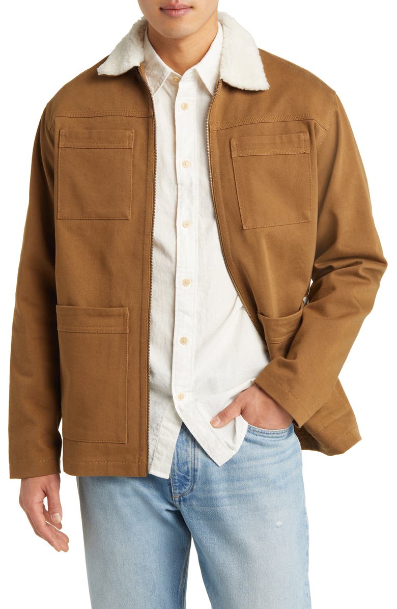 FORET Beech High Pile Fleece Lined Organic Cotton Chore Coat ...