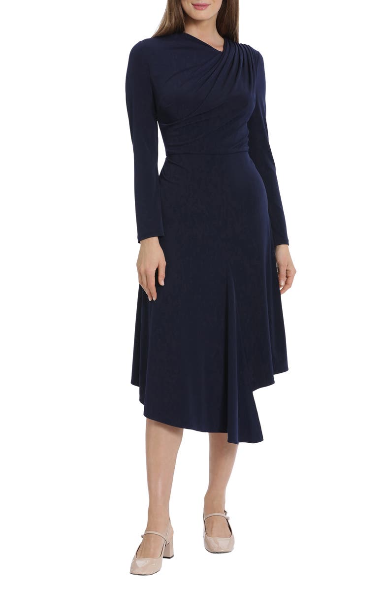 Maggy London Draped Asymmetric Hem Long Sleeve Dress | Nordstromrack