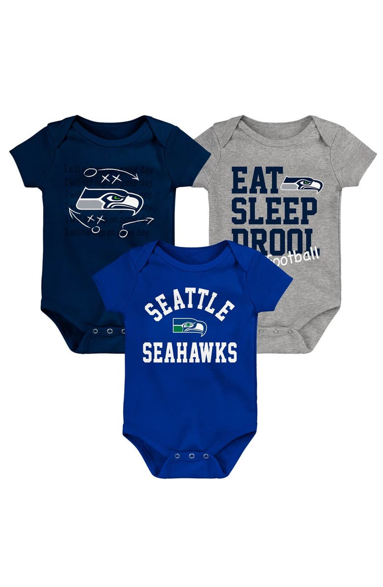 Outerstuff Newborn & Infant Navy/Royal/Heather Gray Seattle Seahawks ...
