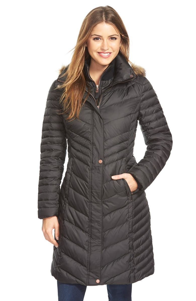 Marc New York 'Karla' Faux Fur Trim Long Down & Feather Fill Coat ...